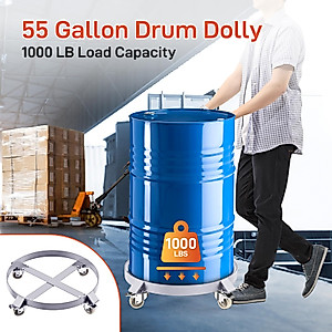 55 Gallon Drum Dolly,Heavy Duty 1000lbs Load Capacity, Barrel Dolly Cart Drum Caddy, Non Tipping Hand Truck Dollies with Steel Frame 4 Swivel Casters Wheel, for Warehouse Drum Handling (4 pcs)