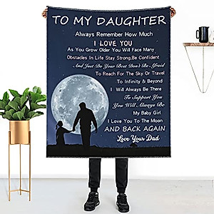 Gifts for Daughter, to My Daughter Blanket, Graduation Gifts for Her, Daughter Gifts from Dad, Soft Fleece Throw Blanket Birthday Graduation for Daughter from Dad for Couch Bed 60"X80"
