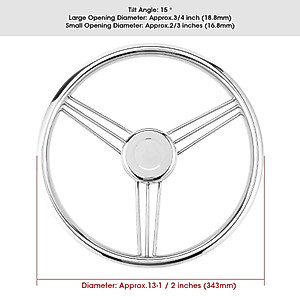 Boat Steering Wheel 13-1/2 Inch 9-Spoke Marine Steering Wheel Stainless Steel 15 ° Tilt Angle Silver Accessory