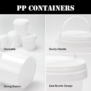 DIICCYO 2L Ice Cream Buckets with Lids and Handles, 67 Oz Round Airtight Plastic Ice Cream Tub, Deli Pail Containers Small Bucket for Food Drinks Storage Freezer Microwave, 10 Pcs