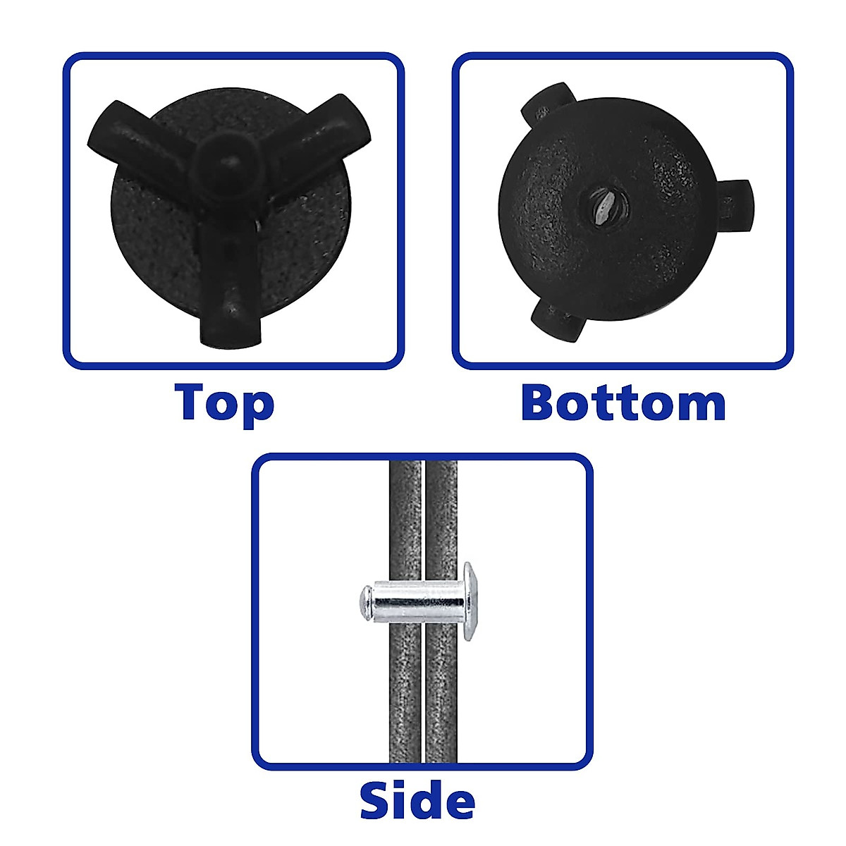 Tri-Fold Exploding Large Head Aluminum Pop Blind Rivets 3/16'' * 4/5'' Long Grip Solid Rivets Used For Industries Automobiles Kayak Sailboat & Furniture 50 Pieces Black