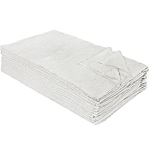 Nouvelle Legende Ribbed Cotton Bar Mop Towels, 16 x 19 Inches, White, Pack of 12