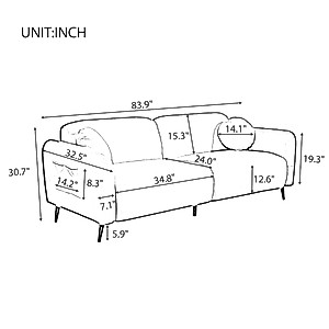 P PURLOVE Upholstered Sofa, Chenille Loveseat Sofa for Living Room, Bedroom, Apartments (Beige)