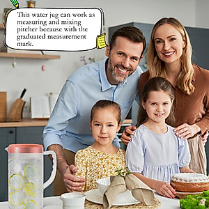 Bokon 2 Pcs 0.69 Gallon/ 88 Oz/ 2.6 l Plastic Pitcher with Lid Clear Water Jug Juice Beverage Jar with Handle Ice Tea Kettle for Hot Cold Mix Drink Lemonade, Pink and Blue Lid