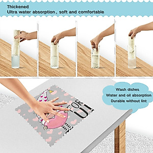 VIGTRO 6 Pack Super Absorbent Kitchen Towels,Shy Gnome Heart Premium Dish Cloths Towels, Valentine for You Washable Fast Drying Dish Rags Reusable Cleaning Cloth 11x11