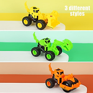 3 otters Dinosaur Toys Cars, 3PCS Dinosaur Toys for Kids Dinosaur Engineering Vehicle Construction Vehicle Playsets Birthday Gift for Boys Girls Toddlers