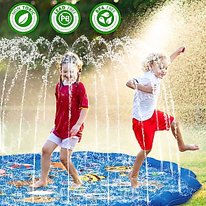 QDH Splash Pad Sprinklers for Kids Dogs 68'' Splash Play Mat Summer Outdoor Water Toys for Toddlers Baby Wading Pools Outside Backyard Kids Sprinkler