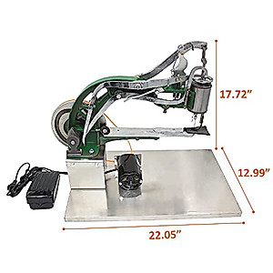 ColouredPeas 2021 Cobbler Sewing Machine 110V 250W Motor with Stainless Steel Base Eletrical and Manual Sets Leather Sewing Machine for Leather/Shoes/Bags/Clothes/Quilts/Coats/Trousers（Green）…