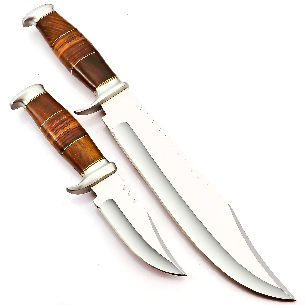 UK UNIQUE SHARP KNIVES J2 Stainless Steel BK-3059 Handmade 2PCS Hunting Knife -Beautiful Rose Wood Handle