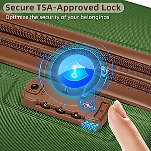 LARVENDER Luggage Sets 6 Piece, Expandable Hardside Suitcase Set Carry on Luggage with Spinner Wheels, Lightweight Travel Luggage Set with TSA Locks for Men and Women, Green