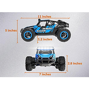 RACENT Remote Control Car, 2.4Ghz High Speed 20KPH RC Cars for Boys, 1:16 Scale All Terrain Monster Truck Off Road RC Truck (Green and Blue)