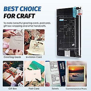 Frifreego 12 Inch Rotary Paper Cutter Heavy Duty, Paper Trimmer with 4 Different Blades for Straight/Wave/Dotted/Creasing Line, Suitable for Cutting Paper Coupons Photos Postcards Scrapbook