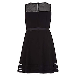 Calvin Klein Girls' Sleeveless Party Dress, Fit and Flare Silhouette, Round Neckline & Back Zip Closure, Black, 8