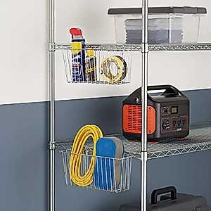 TRINITY EcoStorage 15-Inch Metal Hanging Basket to Use With Shelf Units and Storage Racks for Garage, Kitchen, and Closet Organization, NSF Certified, 10 Pound Capacity, Chrome, 2-Pack