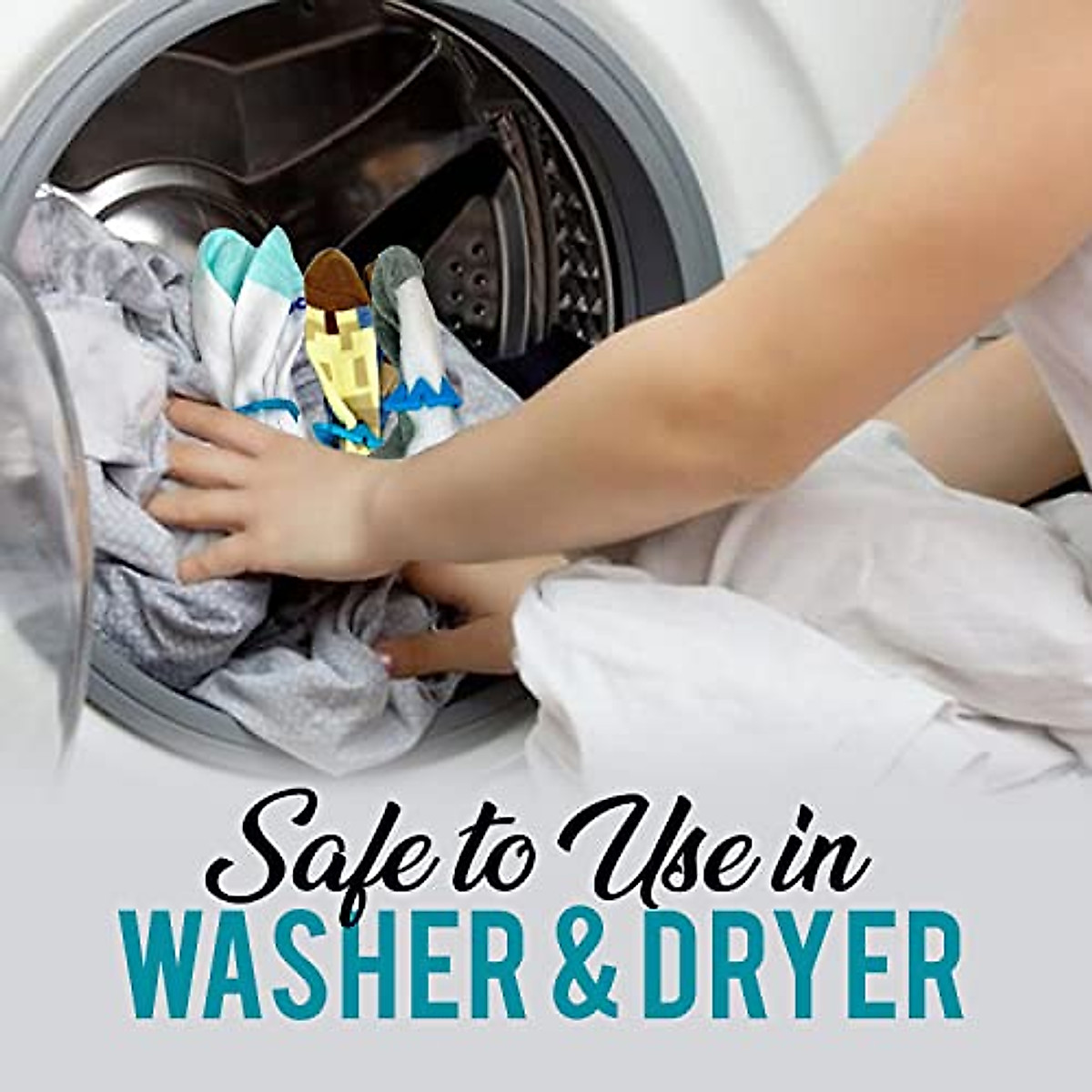 SNIPSIE Socks Holder Rings for Washing Machine - Silicone Laundry Essentials/Stocking and Sock Locks Laundry Organizer - 20 PCS (Yellow)