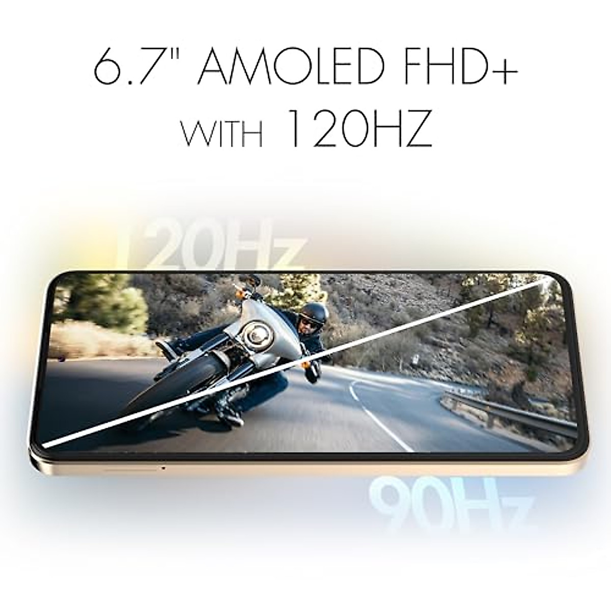 NUU A25 AMOLED 120Hz 6.7" Phone for T-Mobile, ATT, Cricket, Mint, ULTRA, Metro, Gaming phones, Octa-Core Helio G99, 4G/LTE Dual SIM, 6GB + 128GB 50MP Camera, Champagne, International Travel