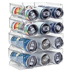 GELBEKUH 4 Pack Water Bottle Storage Stackable Water Bottle Organizer Water Bottle Rack, Soda pop, Sports Drinks, Wine, Bottle Holder for Kitchen, Cabinet, Countertop, Fridge (Clear)