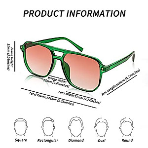 FEISEDY Retro Square Aviator Sunglasses Women Men 70s Vintage Trendy Plastic Frame Sun Glasses B2835