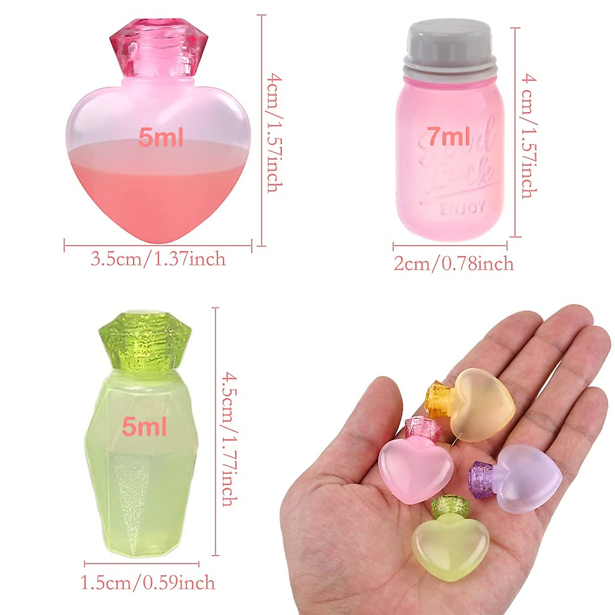 WXOIEOD 8 Pieces Mini Condiment Bottles for Lunch Box, Mini Ketchup Bottle for Kids Lunches, Cute Heart Condiment Squeeze Bottles Plastic Sauces Containers for Kids School Bento Box Accessories