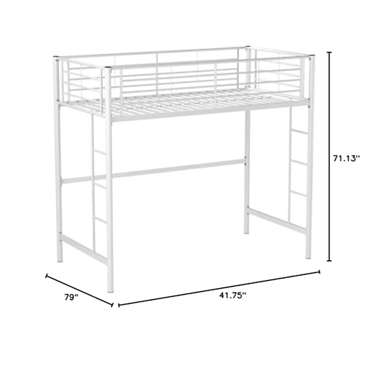 Walker Edison Timothee Urban Industrial Metal Twin over Loft Bunk Bed, Twin Size, White