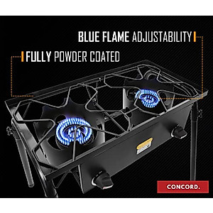 Concord Double Propane Burner, Outdoor 2 Burner Camping Stove for Cooking / Home Brewing / Making Sauce
