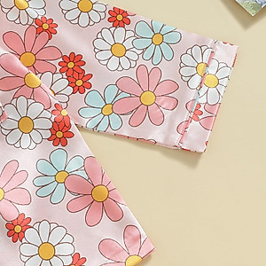 One opening 1-5T Toddler Baby Girls Silk Pajamas Set Floral Long Sleeve Button Down Shirt Tops Pants Toddler Boys Pjs Sleepwear (Daisy, 12-18 Months)