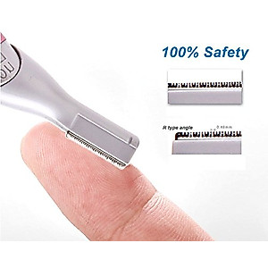 Tongtletech Mini Rotatable Lady Shaver Electric Bikini Facial Precision Trimmer Eyebrow Shaper Razor Kit Underarm Leg Body Hair Remover(Battery Operated) …