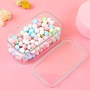 10 Pcs Clear Plastic Rectangle Boxes, 4.64x2.36x2.6" Small Plastic Storage Box with Lid Transparent Clear Containers Display Boxes Favor Gift Box with Glitter Ribbon for Candy Pill Jewelry Christmas