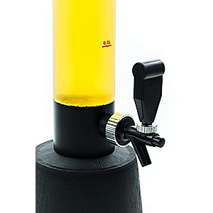 BeerSquad Beer Tower - 3L 100 oz. Clear Beverage Tower Dispenser with Included Ice Tube, Easy Clean, Dual Action Integrated Tap