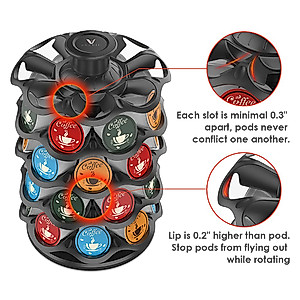 EVERIE Upright Rotray Coffee Pod Carousel Holder Organizer Compatible with 40 Keurig K Cup Pods, KRS4002S-BLK