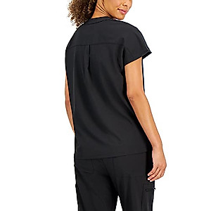 Hanes Women's ComfortFit Stretch Mandarin Collar Scrub Top Black, Medium