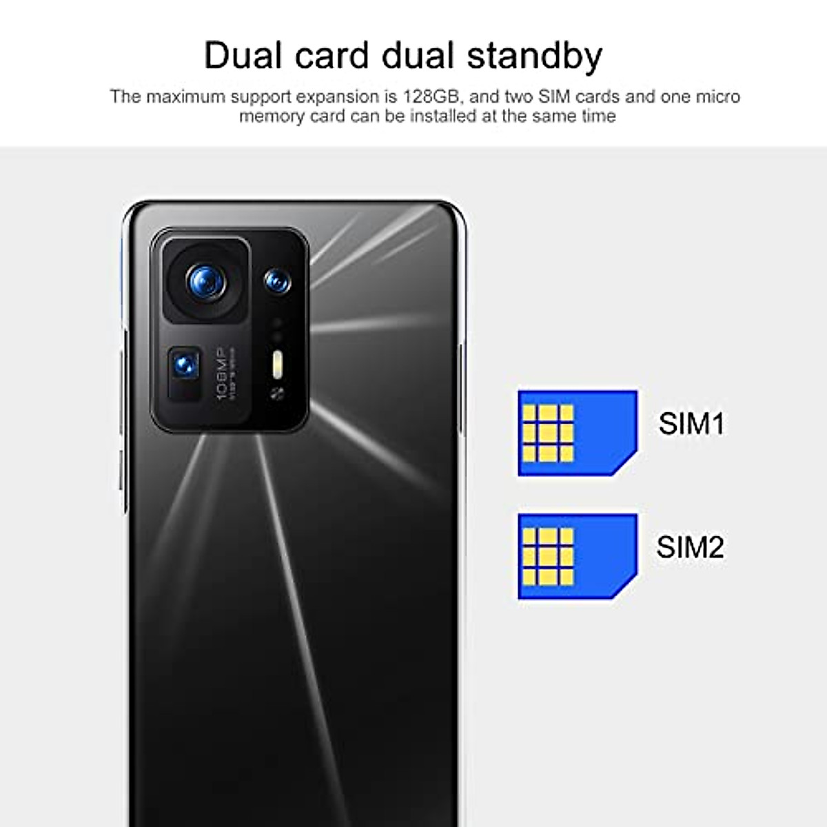 Garsentx Smart Phone, 3G Unlocked Smartphone for Android, Dual SIM,2GB RAM 16GB ROM Storage, Dual Cameras, with Face Recognition Function, WiFi, BT, FM, GPS(US Plug)