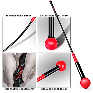 CHAMPKEY Golf Swing Trainer - Tempo & Flexibility Training Aids Warm-Up Stick Ideal for Golf Indoor & Outdoor Practice (Red, 48 Inches)