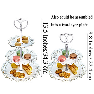 3 Pack 3-Tier 13.6'' Cupcake Stand Hardware Fittings, Metal Mold Crown Holder DIY Making for Fruit Plate Cake Stand Snack Tray Replacement Parts for Tea Party Wedding Decoration (Silver)