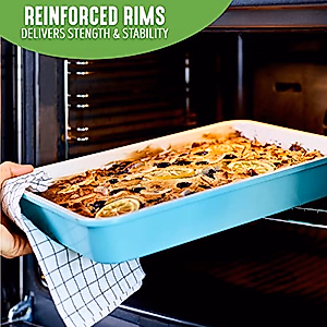 GreenLife Bakeware Healthy Ceramic Nonstick, 13" x 9" Rectangular Cake Baking Pan, PFAS-Free, Turquoise