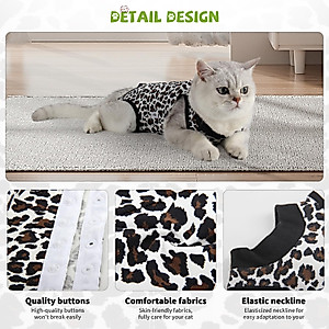 Pawcomon 2 Packs Cat Surgery Recovery Suit Surgical Clothes Abdominal Wounds Anti-Licking Cat Bodysuit Onesie Substitute E-Collar& Cone
