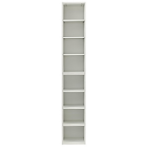 SEHAONOHOME 8-Tier Media Tower Rack, CD DVD Slim Storage Cabinet with Adjustable Shelves, Multi Functional Tall Narrow Bookcase Display Bookshelf for Home Office, White