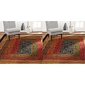 Home Dynamix Royalty Vega Contemporary Geometric Area Rug, Black/Brown, 7'8"x10'4" & Royalty Vega Contemporary Geometric Runner Area Rug, Black/Beige