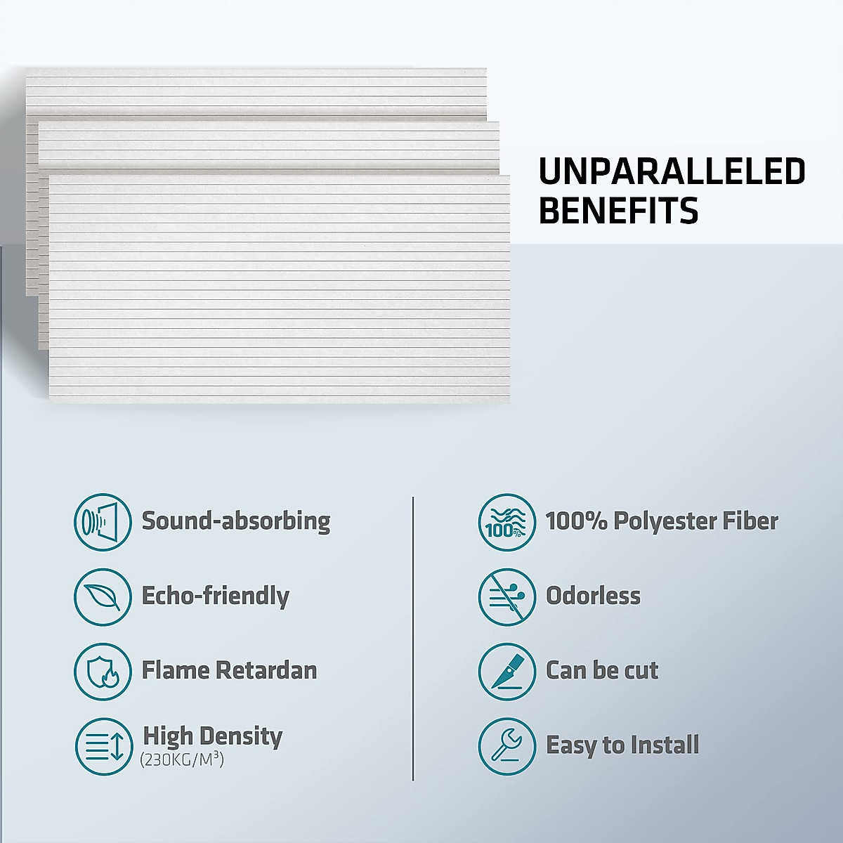 UMIACOUSTICS 6 Packs Acoustic Panel,48 x 24 x 0.4 Inches Sound Absorbing Door Panel,Decorative Wall Panels Equidistant Slot for Room,Home Theater,Studio