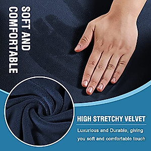 H.VERSAILTEX Sofa Cover 4 Piece T Cushion Sofa Slipcovers Thick Velvet Couch Cover Furniture Protector Stretch T Cushion Sofa Covers for 3 Cushion Couch with 3 Individual T Cushion Covers, Navy