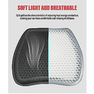 Zlirfy Gel Seat Cushion,Gel Seat Cushion for Long Sitting,Cooling Truck Seat Cushion Breathable Car Seat Cushion,Honeycomb Design Egg Cushion Chair Pad,Seat Cushion for Car,Wheelchair,Home (Black)