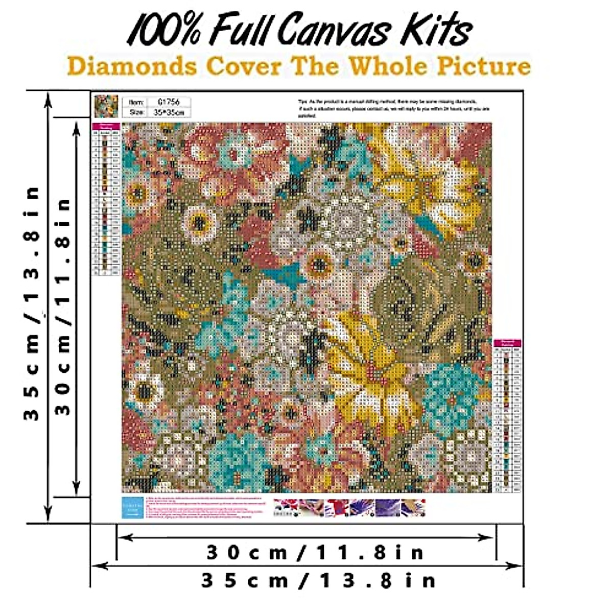 xackcme Flowers Diamond Painting Kits for Adults-Flowers Diamond Art Kits for Adults, Flowers Gem Art Kits for Adults for Gift Home Wall Decor(14x14inch)