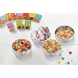 E-far Bowls for Kids Toddlers, 12 Ounce Double-deck 18/10 Stainless Steel Bowls for Baby Children, Healthy & Matte Finish, Insulated & Shatterproof - Set of 4