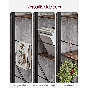 VASAGLE Bookshelf, 5-Tier Bookcase, Storage Shelving Unit, Display Shelf with Open Compartments for Living Room, Home Office, Bedroom, Industrial, Rustic Brown and Black ULBC121B01