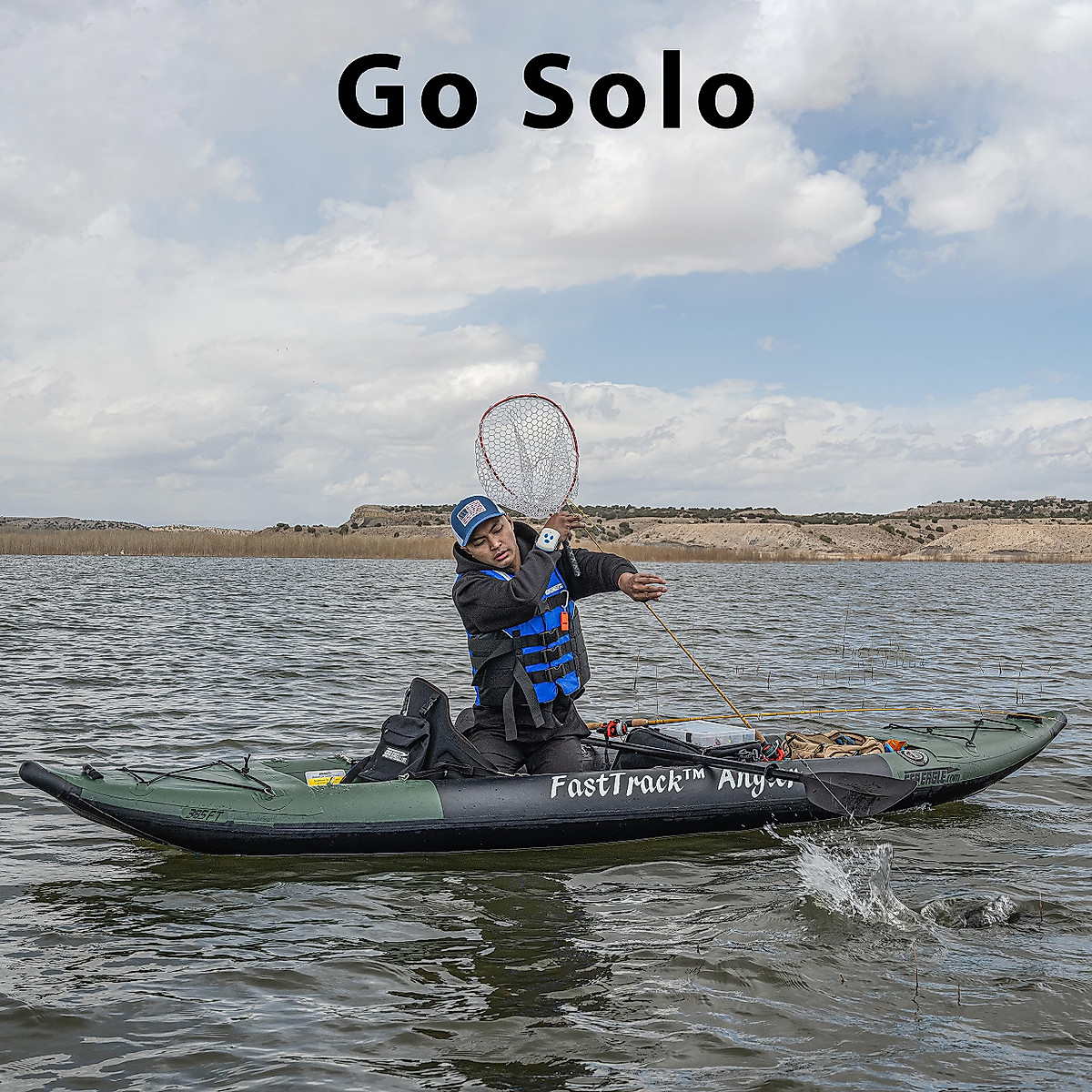 385FTA Fasttrack Angler 1–2-Person Inflatable Green Fishing Kayak-Rigid Keel, Drop Stitch Floor w/Seat(s), Paddle(s), Pump & Bag (385FTA Fasttrack Angler Pro Angler Kayak)