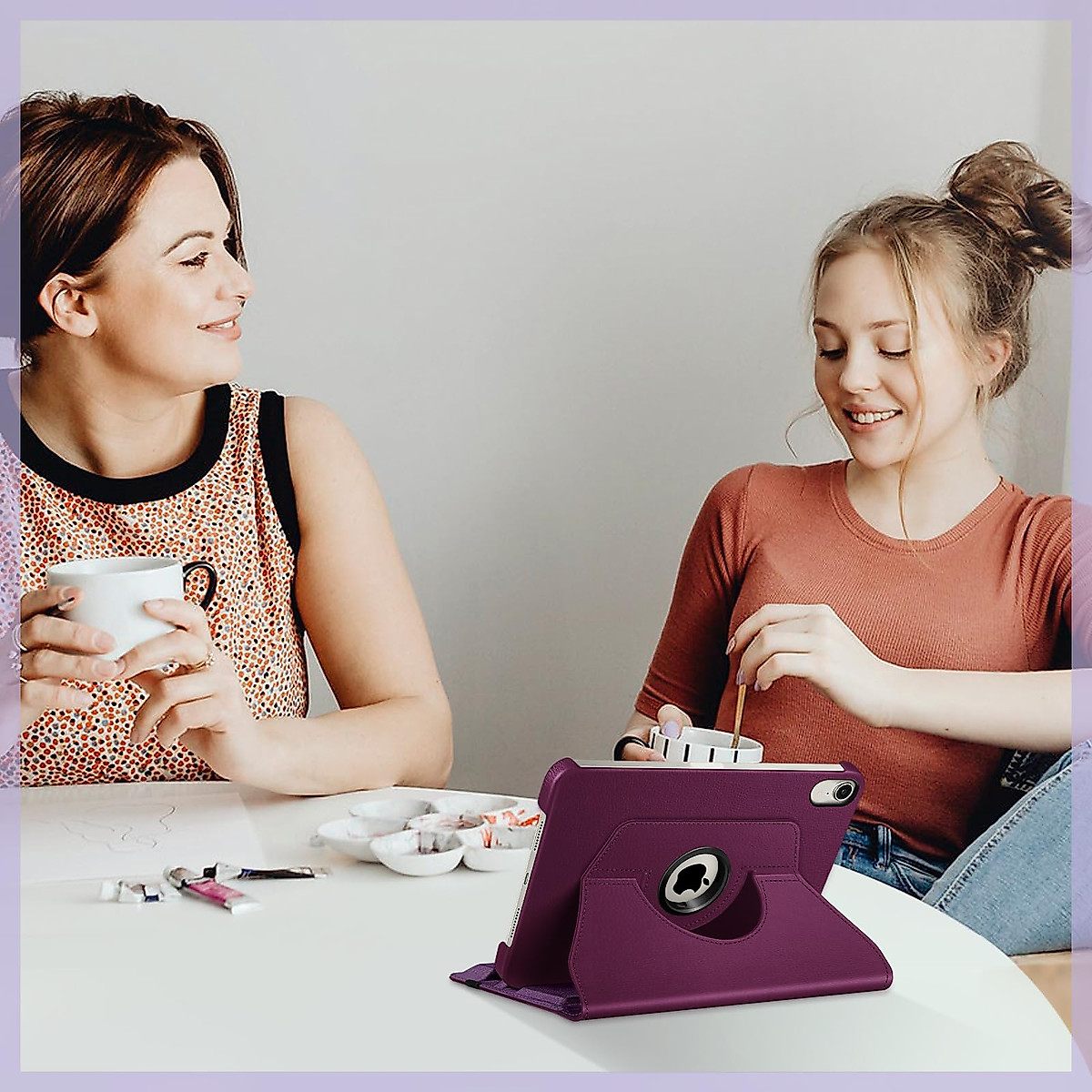 Fintie Rotating Case for iPad Mini 7 (A17 Pro, 7th Generation) 2024 / iPad Mini 6 (6th Gen) 8.3 Inch - 360 Degree Swiveling Stand Protective Back Cover, Auto Wake/Sleep, Purple