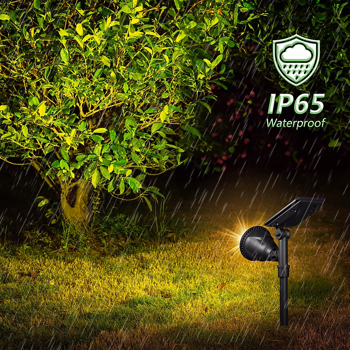 JSOT 600 Lumen Bright Solar Lights Outdoor Waterproof,Solar Powered Landscape Spotlights Solar Walkway Lighting for Backyard Garden Pathway Driveway Path Wall Patio Decor Warm White 4 Pack