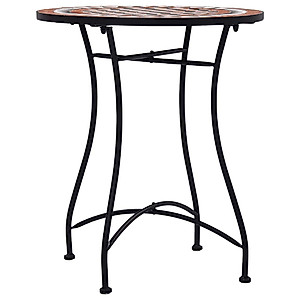 PSFANMZX Mosaic Bistro Table,Outdoor Coffee Table,Small Plant Table,Apartment Gardening Balcony,Porch Side Table,for Patio, Backyard,Pool, Brown 23.6" Ceramic