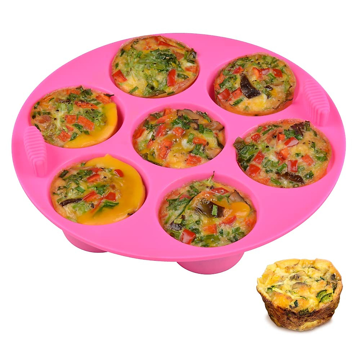 CAKETIME 12 Cups Muffin Pan, 7 Cups Muffin Pan for Air Fryer with Handles