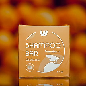 Eco-Friendly Solid Shampoo Bar for All Hair Types, Sustainable Natural Shampoo, Plastic Free, pH Balanced, Vegan, Plant Based, 100% Compostable and Zero Waste, 4.10oz (Mandarin)